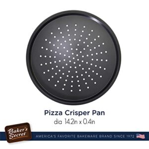 Baker's Secret Pizza Pan for Oven, 14.5" Nonstick Carbon Steel Pizza Crisper Baking Pan, Nonstick Food-Grade Coating For Easy Release Oven Baking