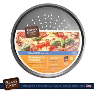 Baker's Secret Pizza Pan for Oven, 14.5" Nonstick Carbon Steel Pizza Crisper Baking Pan, Nonstick Food-Grade Coating For Easy Release Oven Baking