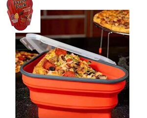 romebly pizza storage container multi-functional perfect pizza pack a box with 5 with microwable trays and lid 100% ,bpa ,fda free,microwable,dishwasher safe,red pizza box fordable,pizza container