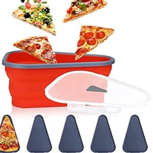 ROMEBLY Pizza Storage Container MULTI-FUNCTIONAL Perfect Pizza Pack a Box with 5 with MICROWABLE Trays and Lid 100% ,BPA ,FDA FREE,MICROWABLE,DISHWASHER SAFE,Red Pizza Box FORDABLE,Pizza Container