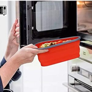 ROMEBLY Pizza Storage Container MULTI-FUNCTIONAL Perfect Pizza Pack a Box with 5 with MICROWABLE Trays and Lid 100% ,BPA ,FDA FREE,MICROWABLE,DISHWASHER SAFE,Red Pizza Box FORDABLE,Pizza Container