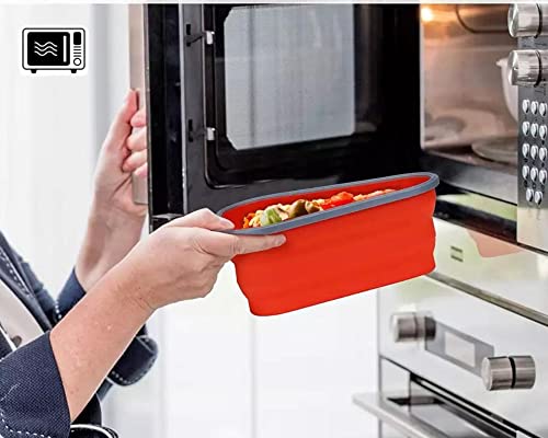 ROMEBLY Pizza Storage Container MULTI-FUNCTIONAL Perfect Pizza Pack a Box with 5 with MICROWABLE Trays and Lid 100% ,BPA ,FDA FREE,MICROWABLE,DISHWASHER SAFE,Red Pizza Box FORDABLE,Pizza Container