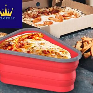 ROMEBLY Pizza Storage Container MULTI-FUNCTIONAL Perfect Pizza Pack a Box with 5 with MICROWABLE Trays and Lid 100% ,BPA ,FDA FREE,MICROWABLE,DISHWASHER SAFE,Red Pizza Box FORDABLE,Pizza Container