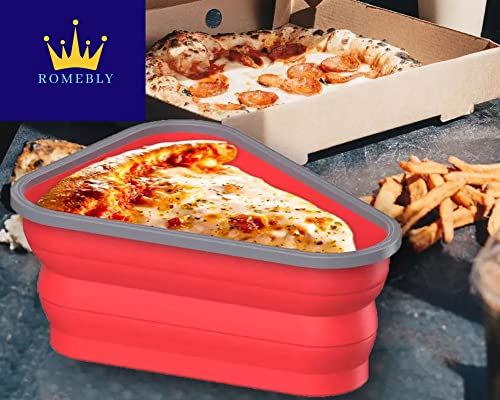 ROMEBLY Pizza Storage Container MULTI-FUNCTIONAL Perfect Pizza Pack a Box with 5 with MICROWABLE Trays and Lid 100% ,BPA ,FDA FREE,MICROWABLE,DISHWASHER SAFE,Red Pizza Box FORDABLE,Pizza Container