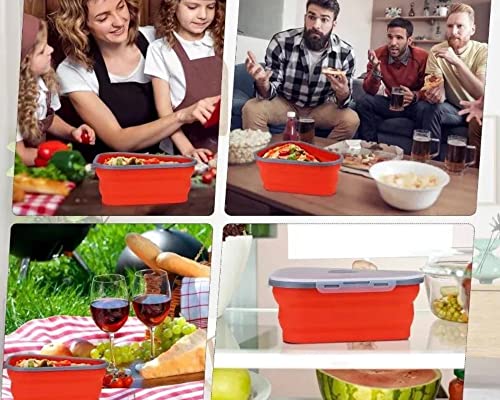 ROMEBLY Pizza Storage Container MULTI-FUNCTIONAL Perfect Pizza Pack a Box with 5 with MICROWABLE Trays and Lid 100% ,BPA ,FDA FREE,MICROWABLE,DISHWASHER SAFE,Red Pizza Box FORDABLE,Pizza Container