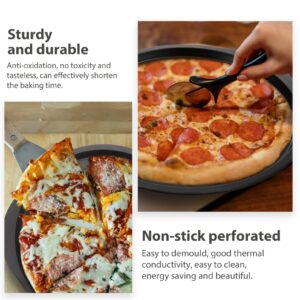 1pc Pizza Plate Pie Pan Small Pizza Pans Round Baking Pizza Tray Non Stick Donut Pan Baking Pan with Holes Bread Pizza Oven Pizza Baking Plate Sandwich With Ears 38c Carbon Steel