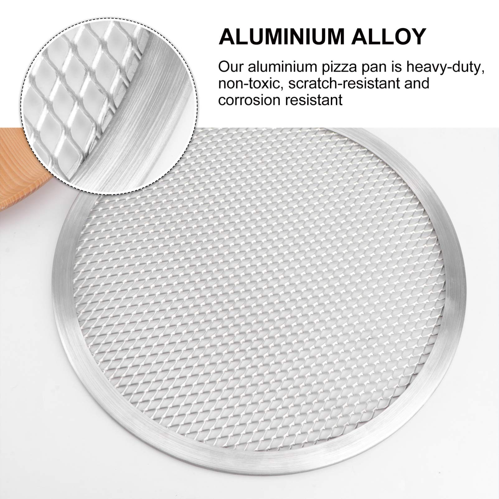 DOITOOL Pizza Screen 16 Inch- Non- stick Aluminium Alloy Pizza Pan for Oven- Food Grade Seamless Round Pizza Mesh Pizza Tray Baking Screen for Home Kitchen Restaurant （ Silver ）