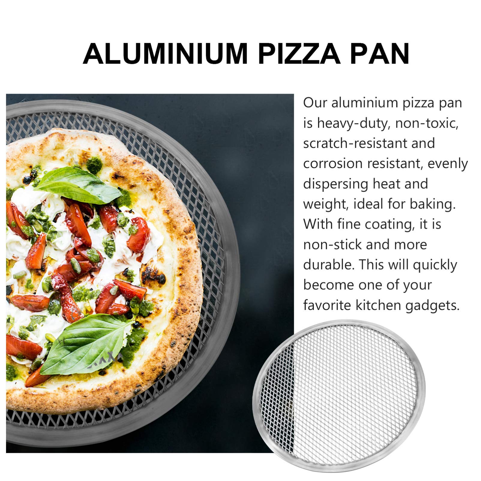 DOITOOL Pizza Screen 16 Inch- Non- stick Aluminium Alloy Pizza Pan for Oven- Food Grade Seamless Round Pizza Mesh Pizza Tray Baking Screen for Home Kitchen Restaurant （ Silver ）