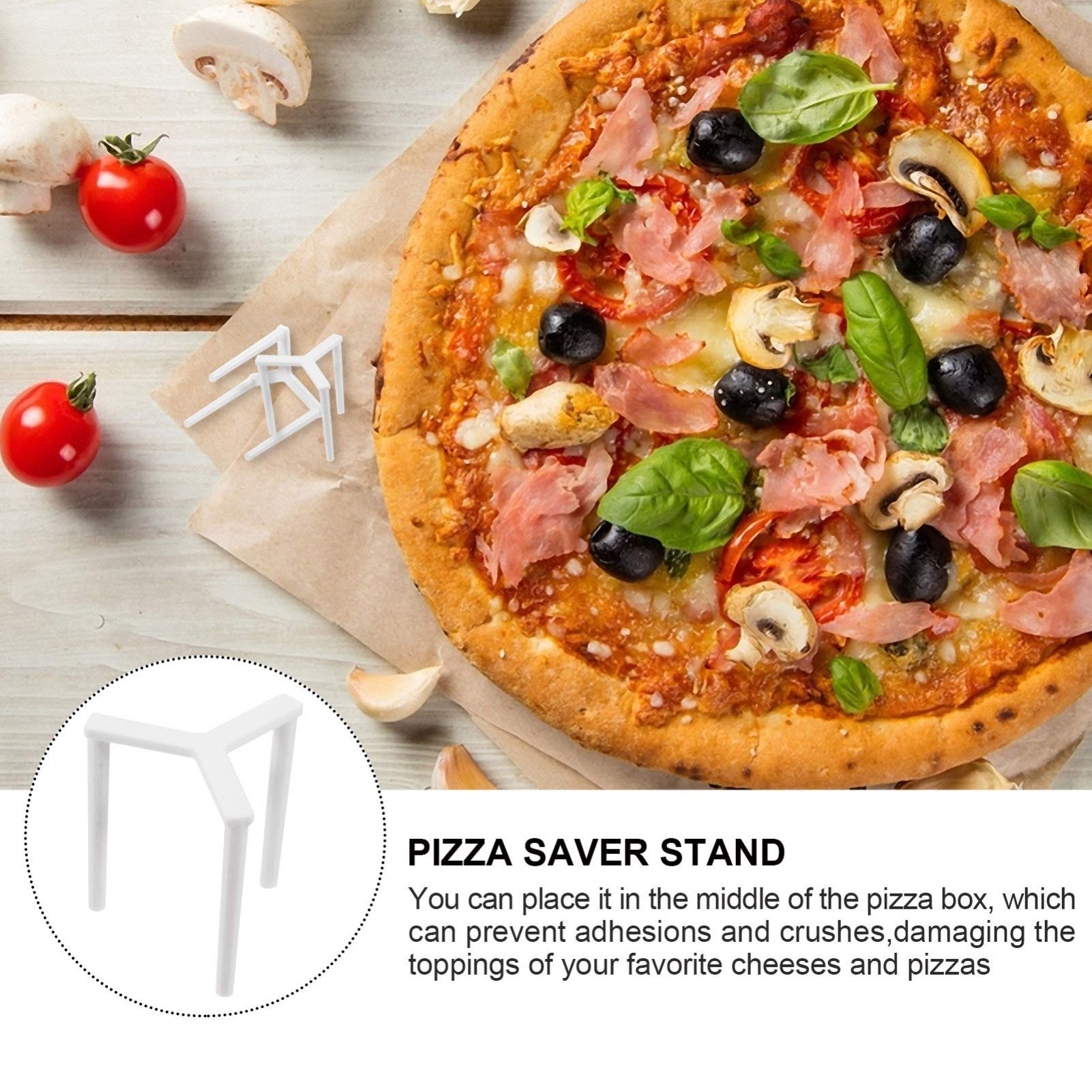 DOITOOL 100pcs Pizza Stand Pizza Display Stand Pizza Saver Triangle Stackable Pizza Tripod Support Frame Tabletop Pizza Stack Pizza Table Stand Pizza Rack White Table Shelf Plastic Desktop