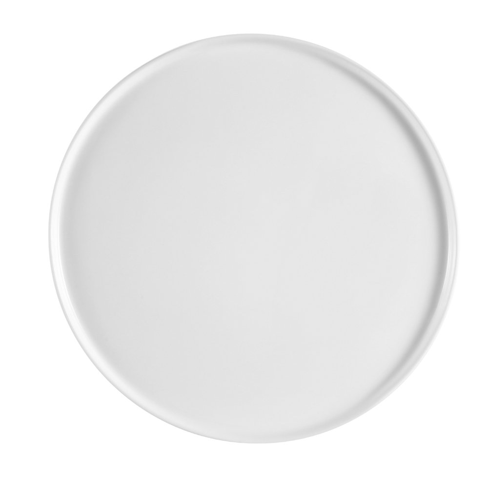 CAC China Porcelain Round Flat Pizza Plate, 12-Inch, Super White, Box of 12