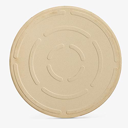 Navaris Round Pizza Stone for Baking - Glazed Cordierite Stone Plate for BBQ Grill Oven - Cook Serve Bread Cheese - Incl. Recipe Book - 12" Diameter