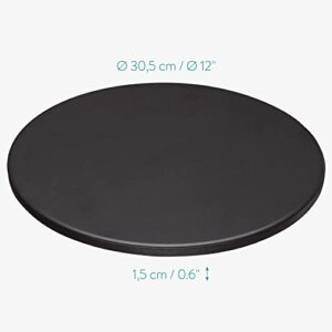 Navaris Round Pizza Stone for Baking - Glazed Cordierite Stone Plate for BBQ Grill Oven - Cook Serve Bread Cheese - Incl. Recipe Book - 12" Diameter