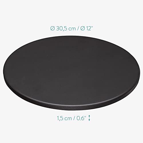 Navaris Round Pizza Stone for Baking - Glazed Cordierite Stone Plate for BBQ Grill Oven - Cook Serve Bread Cheese - Incl. Recipe Book - 12" Diameter