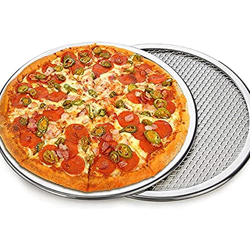 WSHA 1Pcs 6-22 inch Pizza Baking Screen, Aluminum Alloy Seamless Pizza Crisper Tray Non Stick Mesh Baking Tray for Oven, BBQ, Cookware,22inch