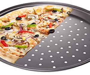 Nonstick Coating Carbon Steel Pizza Crisper - Baking Pan with Holes, 13"