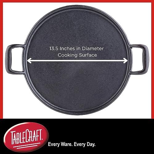 TableCraft 13.5" Pre-seasoned Cast Iron Baking and Pizza Pan | Commerical Quality for Restaurant or Home Kitchen Use