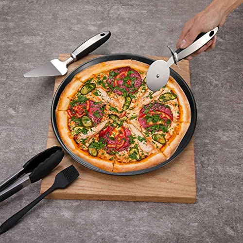 Pizza Pan Set Carbon Steel for Oven, 14 inch Nonstick Pizza Pan with tools,6 in 1 for Home Baking Kitchen Oven Restaurant