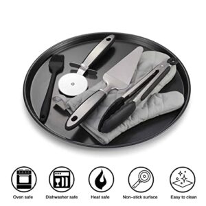 Pizza Pan Set Carbon Steel for Oven, 14 inch Nonstick Pizza Pan with tools,6 in 1 for Home Baking Kitchen Oven Restaurant