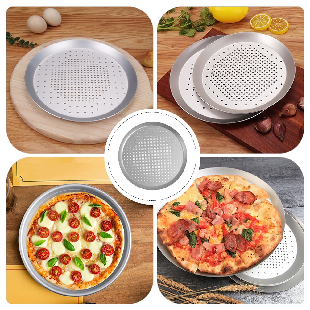 DOITOOL Pizza Baking Tray Pie Pan Pizza Pan Pizza Dish for Oven Aluminum Alloy Round Oven Pizza Tray Pizza Pan Baking Tray Bakeware for Home Restaurant Kitchen 6inch Griddle Pan