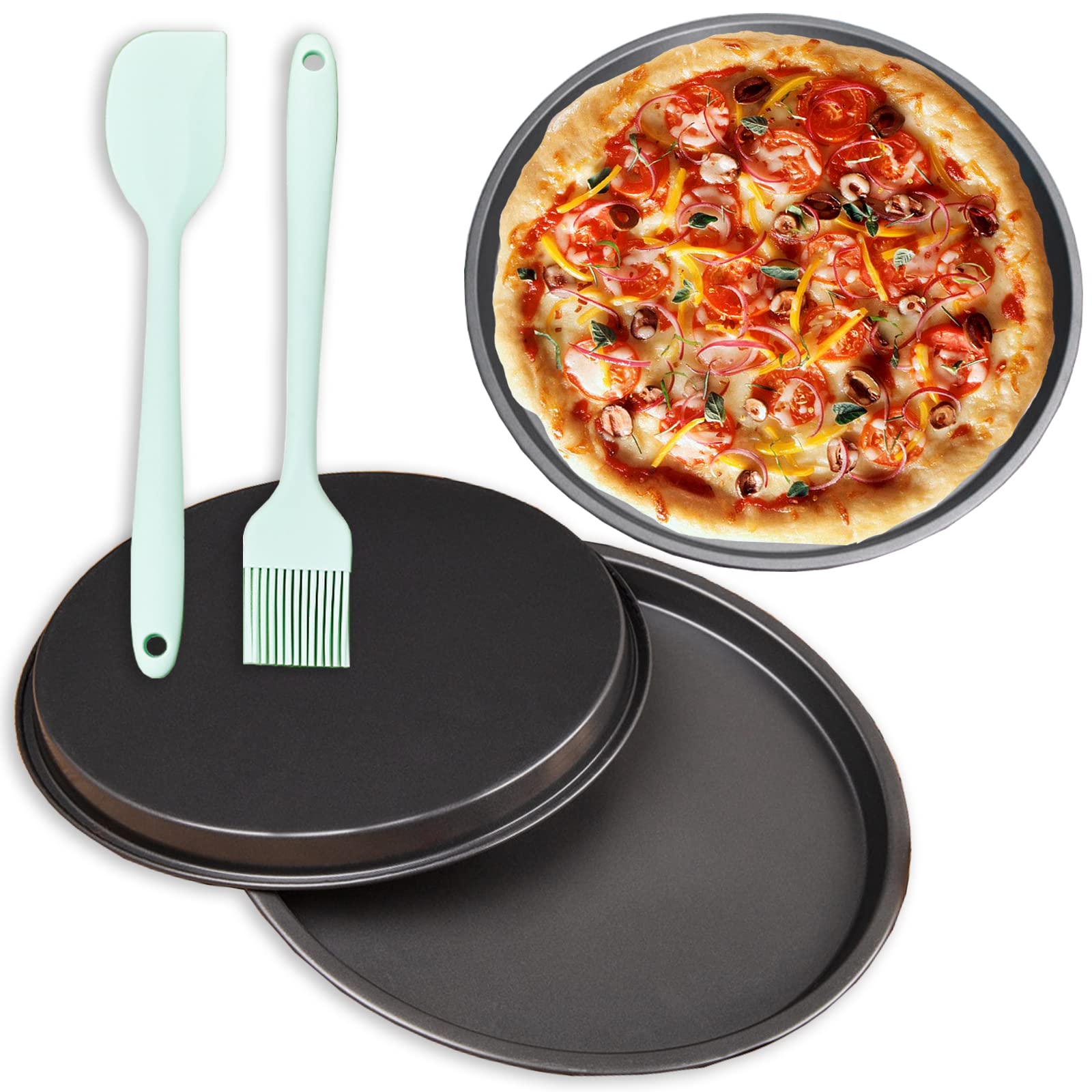 Non-Stick Oven Pizza Pan, 12 Inch Pizza Pans, Round Cake Baking Pan for Home Restaurant Kitchen Oven Baking, Easy to Clean and Dishwasher Safe