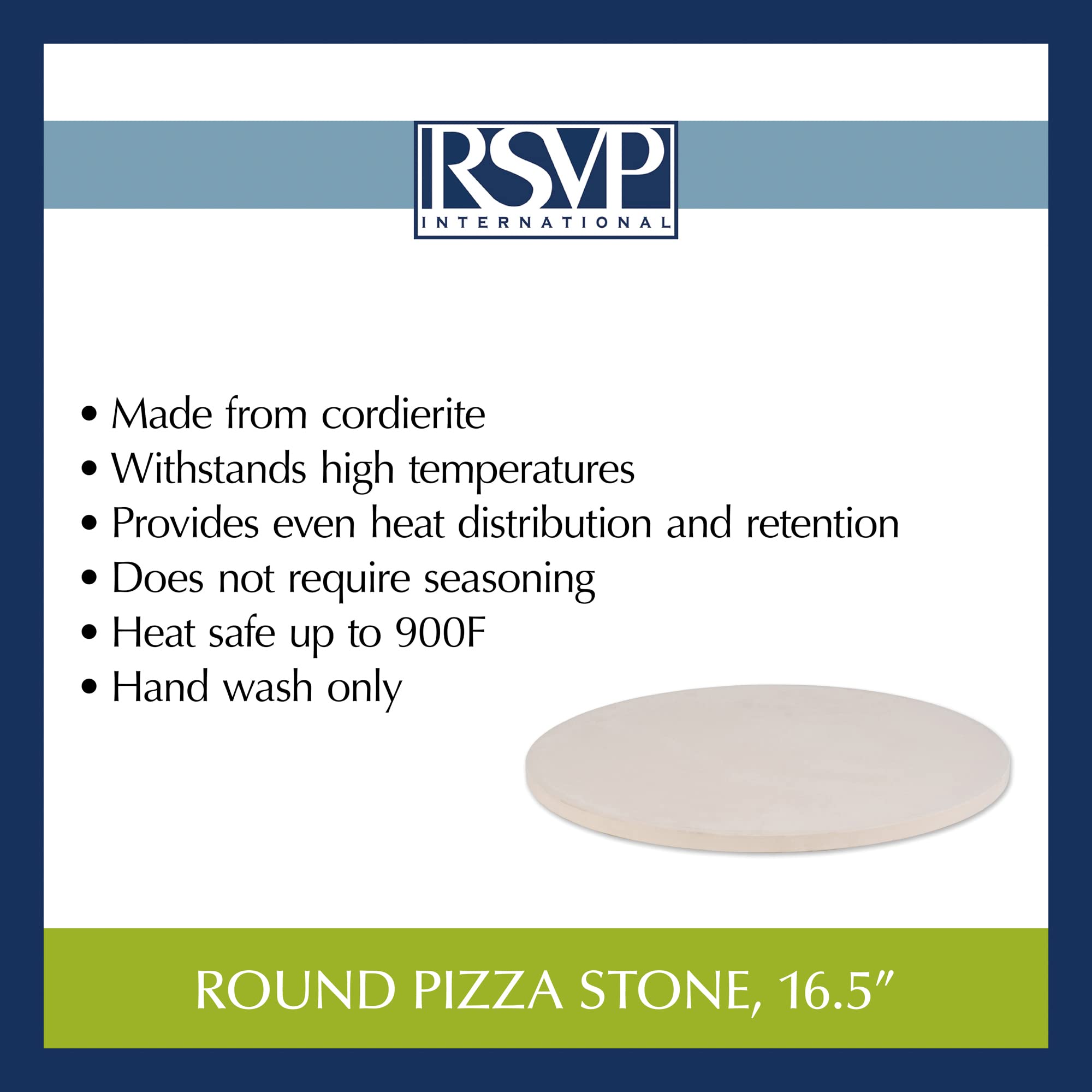 RSVP International Pizza Tool Kitchen Collection, Round, 16.5" Diameter, Cordierite Stone