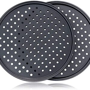 Lemengtree Pizza Pans,Baking Tray Perforated Pizza Plate Nonstick Carbon Steel Pizza Pan, Pizza Tray Round with Holes for Oven (2pc-12.5 inch with Holes)