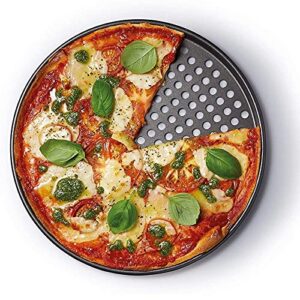 Lemengtree Pizza Pans,Baking Tray Perforated Pizza Plate Nonstick Carbon Steel Pizza Pan, Pizza Tray Round with Holes for Oven (2pc-12.5 inch with Holes)