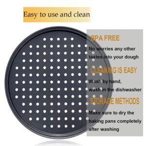 Lemengtree Pizza Pans,Baking Tray Perforated Pizza Plate Nonstick Carbon Steel Pizza Pan, Pizza Tray Round with Holes for Oven (2pc-12.5 inch with Holes)