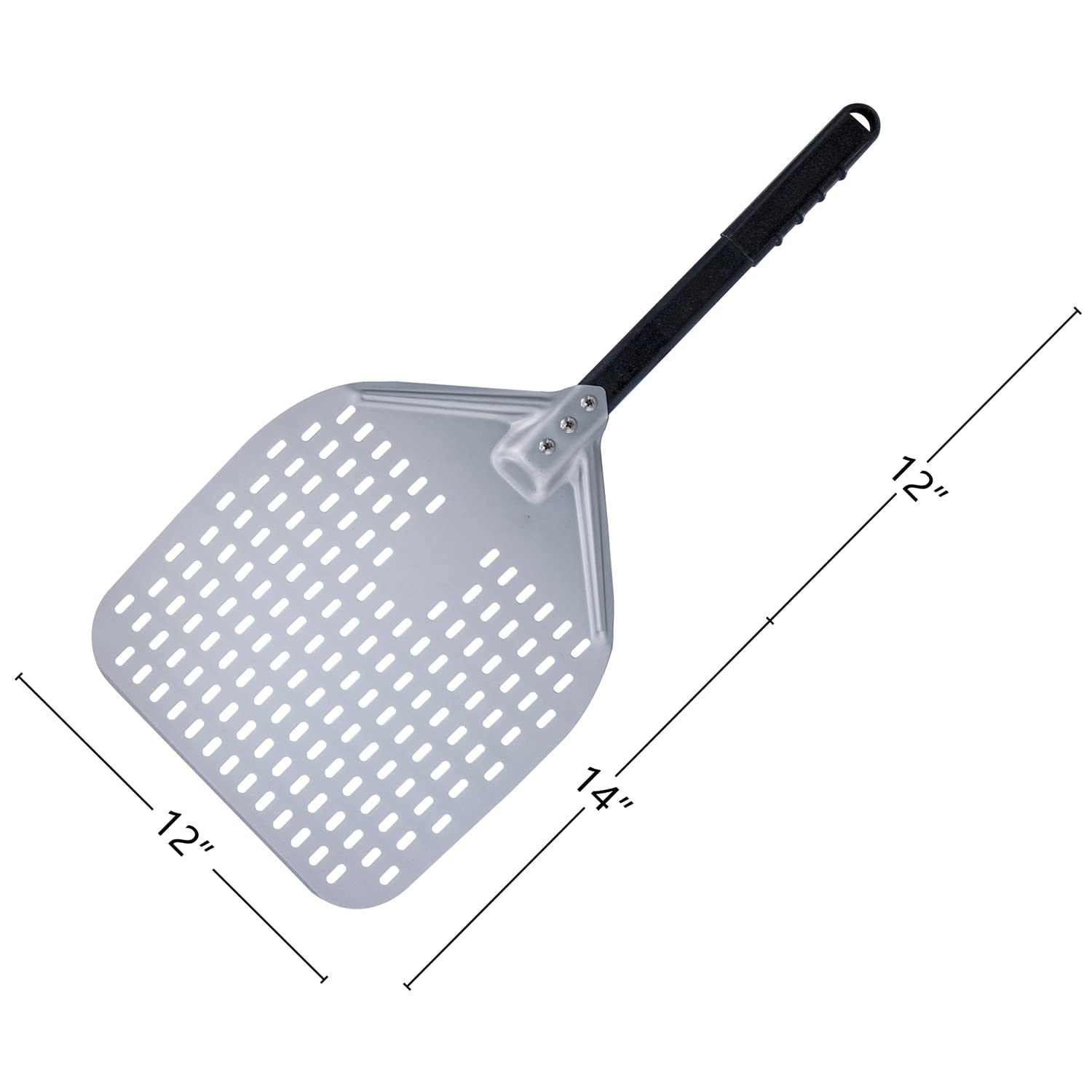 Komista Perforated Professional Aluminum Pizza Peel, 12x14 inch Hard-Anodized Blade, Fully Aluminum Alloy, Easy to Clean and Very Durable, Extra Strong and Smooth…