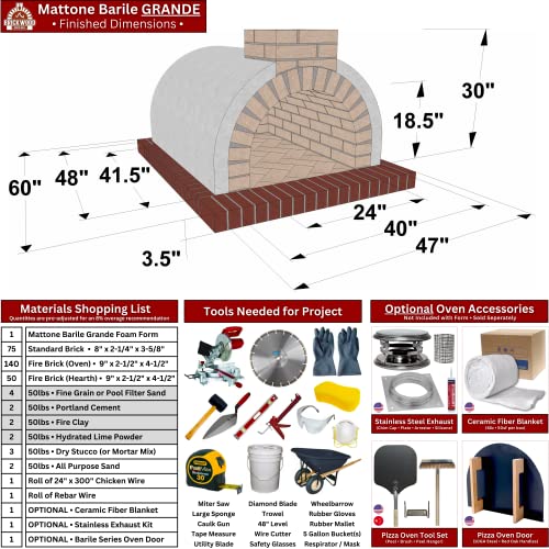 Enjoy Brick Oven Pizza from your Backyard Pizza Oven with a DIY-EZ Pizza Oven Kit. The LARGE Mattone Barile Grande Pizza Oven Form • Pizza Peel • Peel Hanger • Brass Bristle Pizza Oven Brush