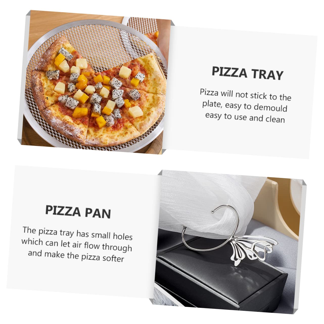 Mobestech Round Grill Pan Non- Sticky Pizza Nonstick Bakeware Pizza Wire Mesh Rack Pizza Bakeware Pizza Mesh Screen Round Baking Pan Pizza Baking Plate Aluminum With Hole Cookie Plate