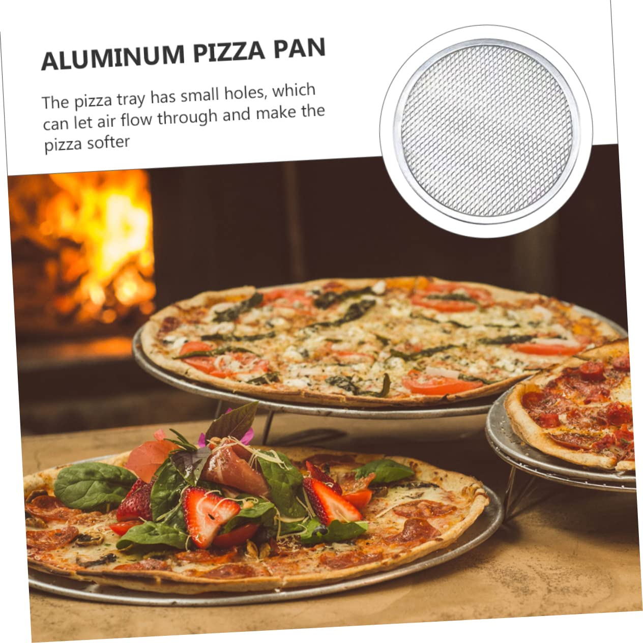 Mobestech Round Grill Pan Non- Sticky Pizza Nonstick Bakeware Pizza Wire Mesh Rack Pizza Bakeware Pizza Mesh Screen Round Baking Pan Pizza Baking Plate Aluminum With Hole Cookie Plate