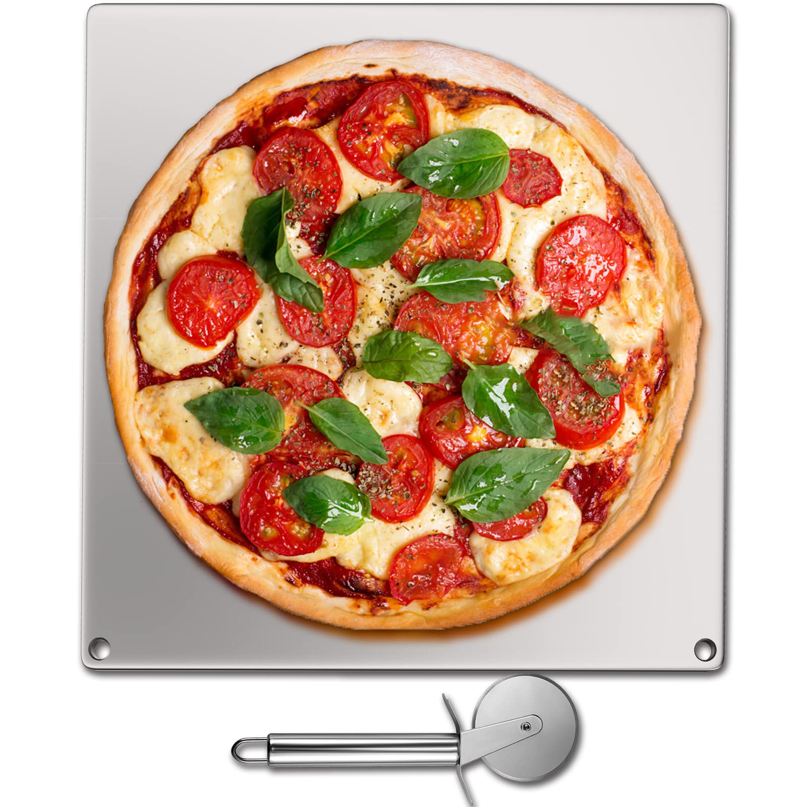 VEVOR Baking Steel Pizza, Rectangle Steel Pizza Stone, 16" x 14" Steel Pizza Plate, 0.2"Thick Steel Pizza Pan, High-Performance Pizza Steel for Oven, Baking Surface for Oven Cooking and Baking