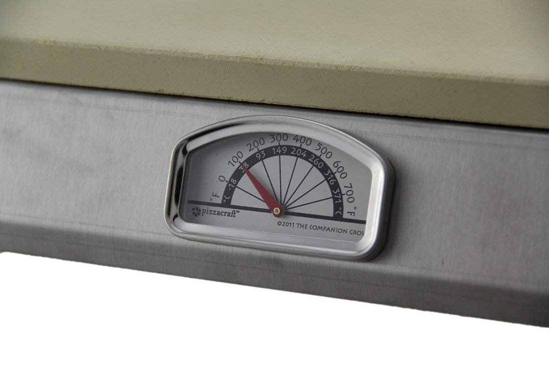 Pizza Stone with Built-In Thermometer Base -