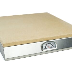 Pizza Stone with Built-In Thermometer Base -