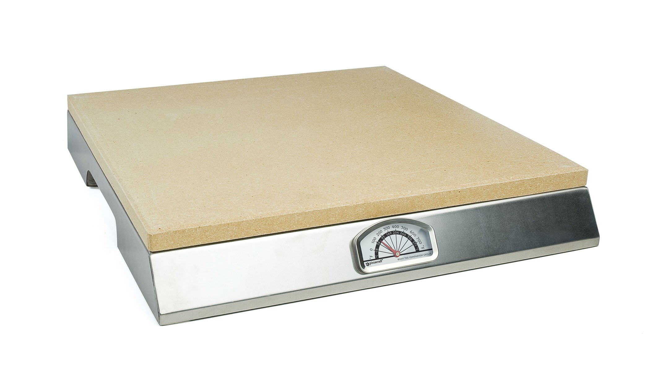 Pizza Stone with Built-In Thermometer Base -