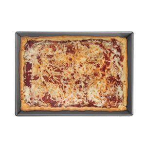 Chicago Metallic Rectangle Aluminized Steel Pre-Seasoned Deep Dish Pizza Pan - 13 7/8"L x 9 3/4"W x 2 1/2"D