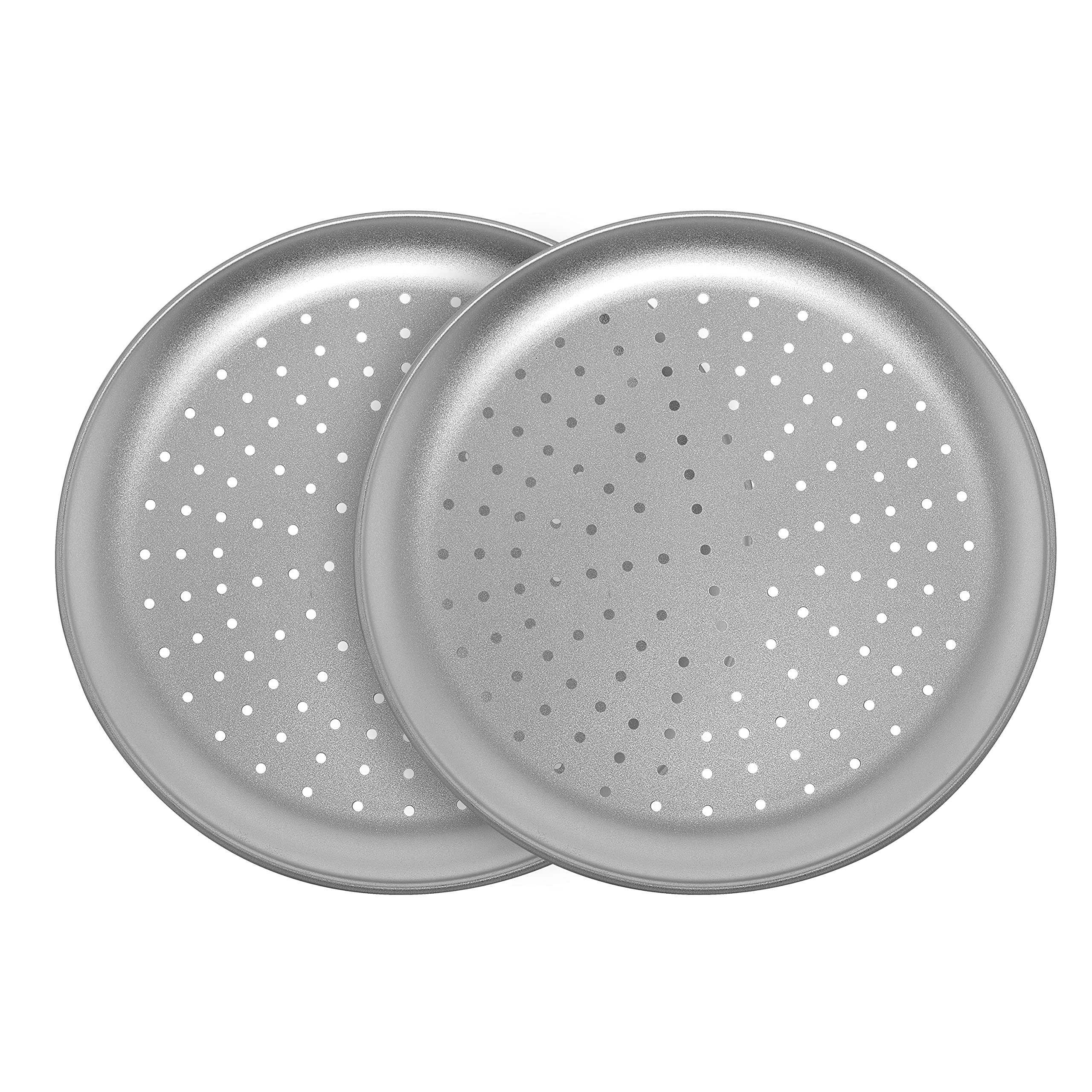 G & S Metal Products Company Grill Sensations Set of Two 12-inch Pizza Pans, Gray, GS248TH-AZ