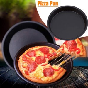 MinLia 6/8 Inch Stainless Steel Round Pizza Plate, Kitchen Deep Dish Plate Pizza Pan Tray Mold Baking Tools(8inch)