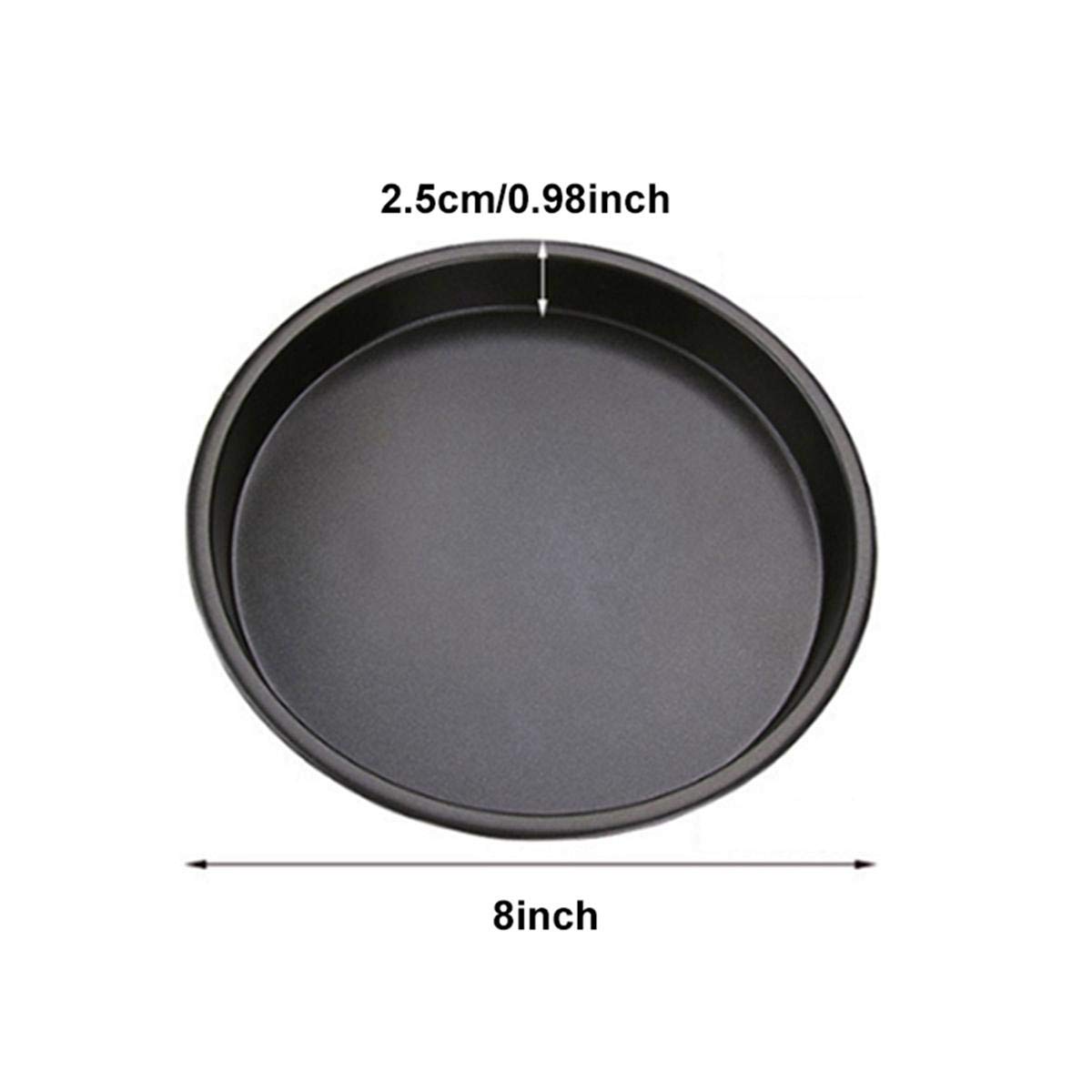 MinLia 6/8 Inch Stainless Steel Round Pizza Plate, Kitchen Deep Dish Plate Pizza Pan Tray Mold Baking Tools(8inch)