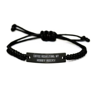 unique coffee roasting gifts, coffee roasting. my hobby rocks!, coffee roasting black rope bracelet from