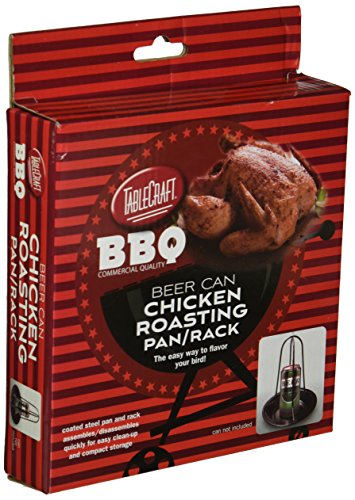 TableCraft Products BBQ32 Beer Can Chicken Rack, Roasting Pan, Coated Steel