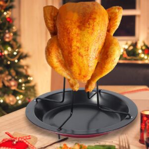 Yuecoom Roast Chicken Dish, Chicken Roasting Rack, Non-Stick Vertical Chicken Cooking Grill Rack with Pan Roasting BBQ Party Roaster Tray