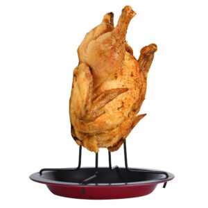 Yuecoom Roast Chicken Dish, Chicken Roasting Rack, Non-Stick Vertical Chicken Cooking Grill Rack with Pan Roasting BBQ Party Roaster Tray