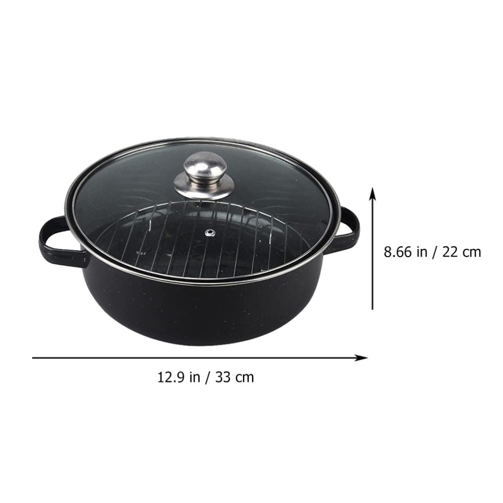 Toyvian Roaster Roasting Pan Cast Iron: Turkey Roaster Pan with Rack and Lid Baking Roasting Pan 1 Set 26CM