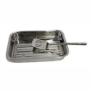 Gold Coast Stainless Steel Roasting Pan with Rack & Turner, Silver