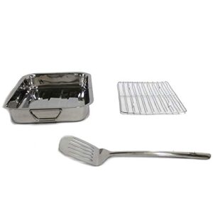 Gold Coast Stainless Steel Roasting Pan with Rack & Turner, Silver