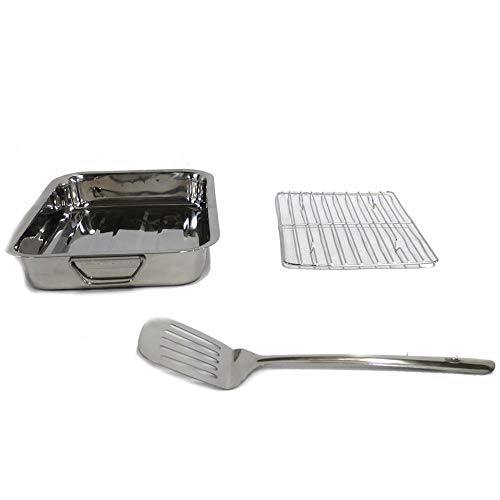 Gold Coast Stainless Steel Roasting Pan with Rack & Turner, Silver