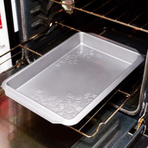 Roasting Pan, Cookie Sheet, Non Stick Bakeware, Silver Finish Baking Tray, 13" x 9" Broil Pan by Imperial Home