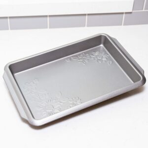 Roasting Pan, Cookie Sheet, Non Stick Bakeware, Silver Finish Baking Tray, 13" x 9" Broil Pan by Imperial Home